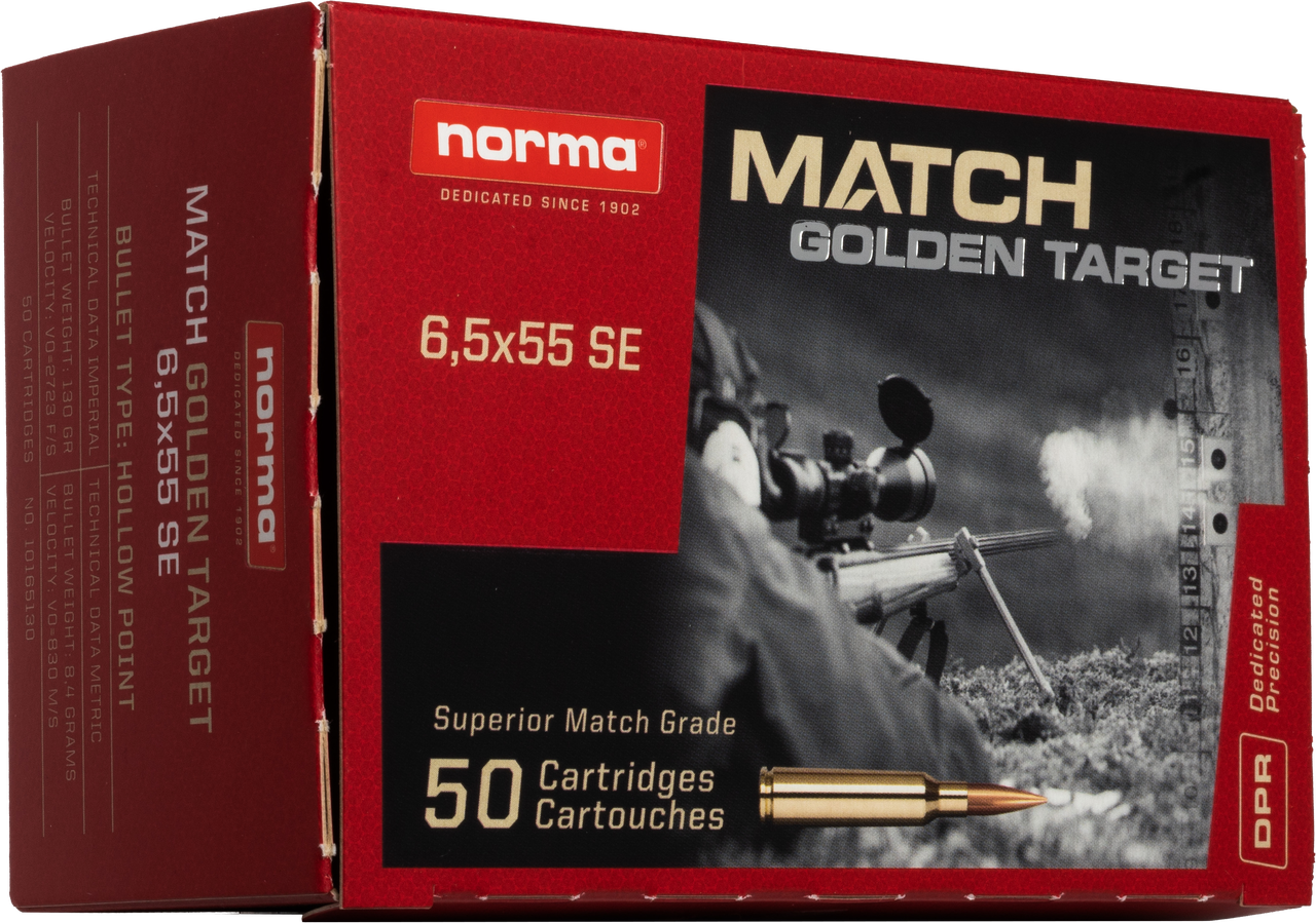 Norma Golden Target 6,5x55 130gr / 8,4g Patroner, kulevekt 8,4 g / 130 ...
